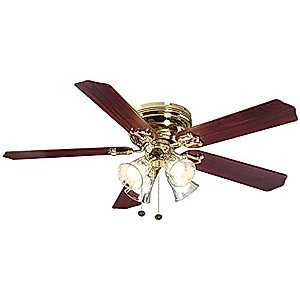 Hampton Bay Carriage House 52 in. LED Indoor Polished Brass Ceiling Fan with Light Kit