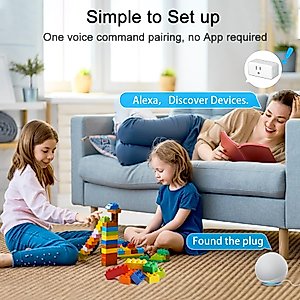 ExIoTy Smart Plug, Simple Setup with One Voice Command, Compatible with Alexa Only, Voice Control, Remote Control, Timer Function, Group Control, Bluetooth Mesh, Alexa Echo Required (1 Pack)