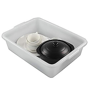 Kekow 4-Pack 22 L Commercial Bus Tubs/Bus Box, White Large Plastic Tote Box