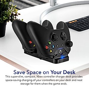 Charging Dock Stations Dual Xbox One Controller Charging Station - Fast Charging Dock with USB Cable & LED Indicator - Compatible with Xbox One S, X Controllers - Wireless Charger (Horizontal)