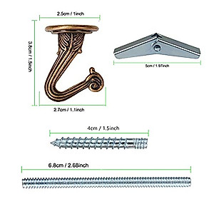 QMseller 2 Sets Metal Ceiling Hooks, Heavy Duty Swag Ceiling Hooks with Hardware for Hanging Plants/Chandeliers/Wind Chimes/Ornament (Bronze Color)