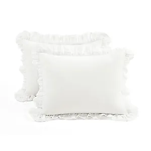 Lush Decor Ella Ruffle Lace 100% Cotton 3 Piece Duvet Cover Set, Full/Queen, White