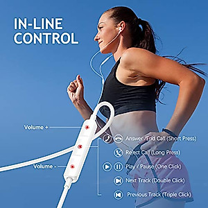 Wired Earbuds for Samsung Galaxy A14 A23 S10 S9, ACAGET 3.5mm Wired Headphones Noise Cancelling Earphone Magnetic Headset Mic & Volume Control with Carrying Case for iPhone 6s 6 5S OnePlus 6T 5T White