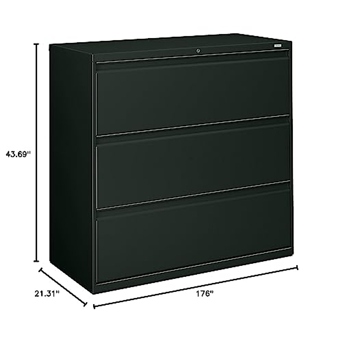 HON 893LS 800 Series 42 by 19-1/4-Inch 3-Drawer Lateral File, Charcoal