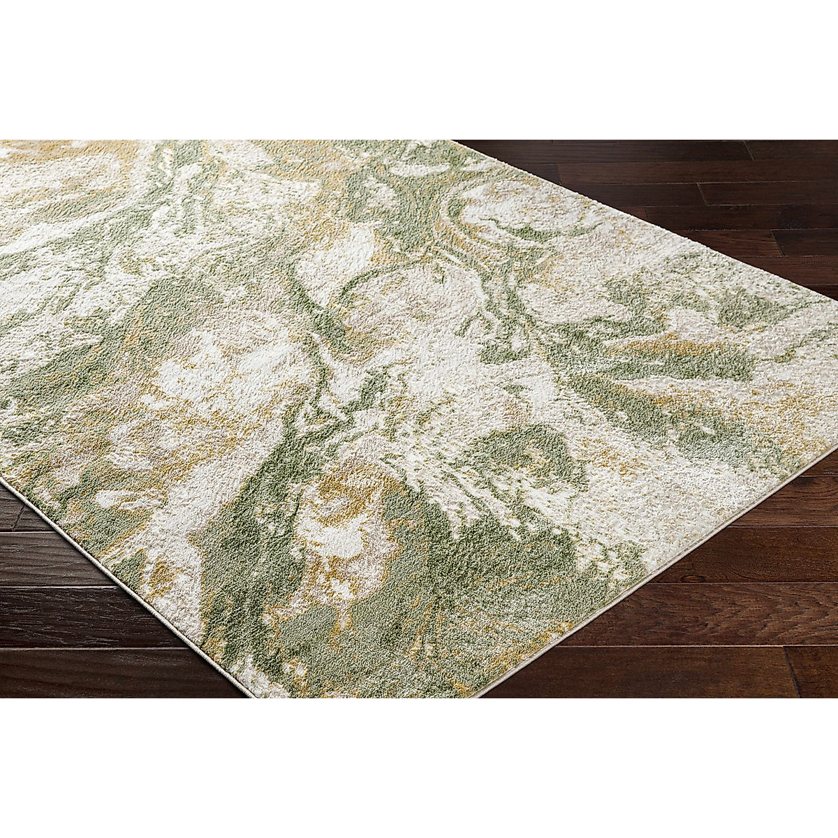 BoutiqueRugs Liverpool Modern Abstract Large Area Rug - Contemporary Marble Print Rug for Living Room - Cream, Green - 7'10" x 10' (8x10 Area Rug)