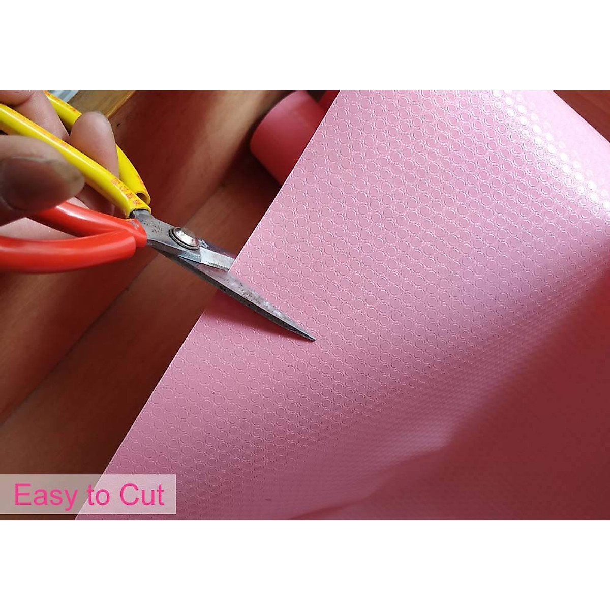 EVA Cabinet Liner, Non-Slip Shelf Liners for Kitchen cabinets, Cupboard Drawer Cushion Mats, DIY Multipurpose Bathroom Waterproof Pads, 17.7 x 59 inches - Pink