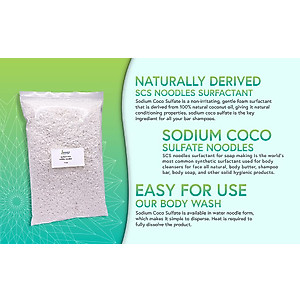 Soapeauty Coconut Oil SCS Noodles Surfactant for Skin Care Products - Sodium Coco Sulfate Noodles for Shampoo Conditioner Set, Soap Making Supplies, Body Lotion - 12 OZ