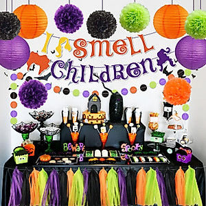 Hocus Pocus Halloween Decorations I Smell Children Banner Hocus Pocus Halloween Baby Shower Party Decorations, Hocus Pocus Sign with Paper Pompoms Tassels and Lanterns Hocus Pocus Halloween Decor