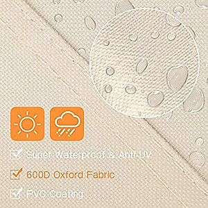SEKKVY Round Patio Furniture Covers,72 Inch Heavy Duty 100% Waterproof Outdoor Table and Chair Set Covers,All Weather Resistant Lawn Dining Table Covers, Beige & Brown