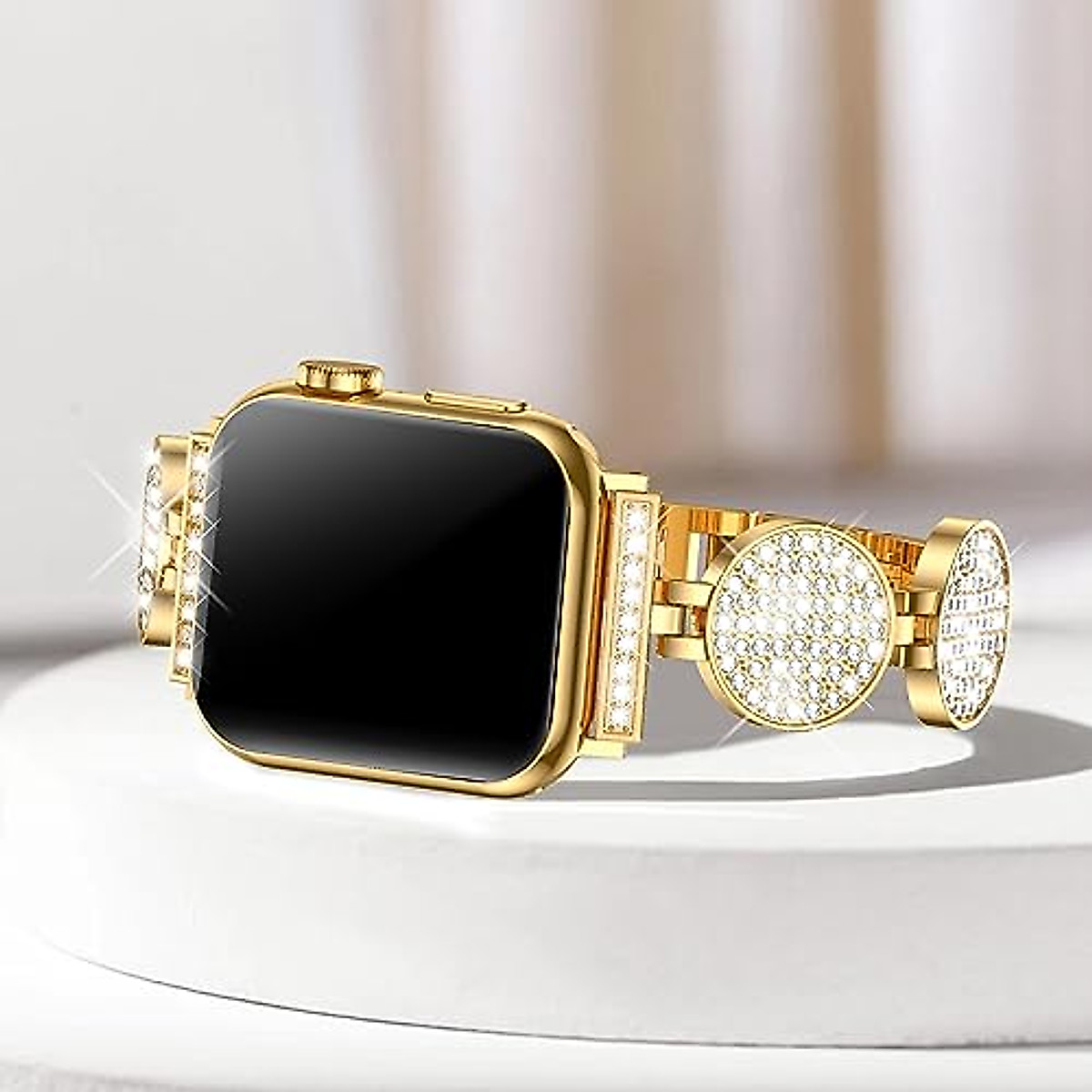 Hallen Apple Watch Band 38mm 40mm 41mm 42mm 44mm 45mm 49mm Women, Jewelry Bling Diamond Rhinestone Bracelet Metal Replacement Strap Wristband for iWatch bands Ultra Series 8 7 6 5 4 3 2 1 SE (38mm40mm41mm, Gold)