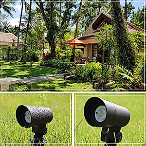 LED Landscape Lights with Connectors,12V Low Voltage, Warm White 3000K, 4W, 290LM, Outdoor Waterproof Garden Pathway Lights Wall Tree Flag Spotlights with Spike Stand, 4 Pack
