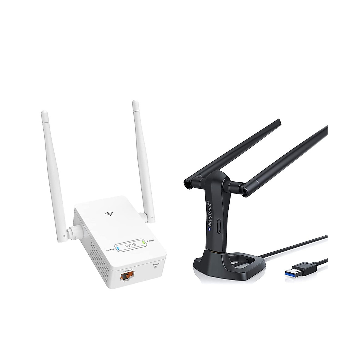 BrosTrend Universal WiFi to Ethernet Adapter, 300Mbps on 2.4GHz, WiFi to Wired Converter Wireless Bridge + BrosTrend Linux WiFi Adapter for Ubuntu, Mint, Kali, Debian, Lubuntu, Xubuntu, Mate