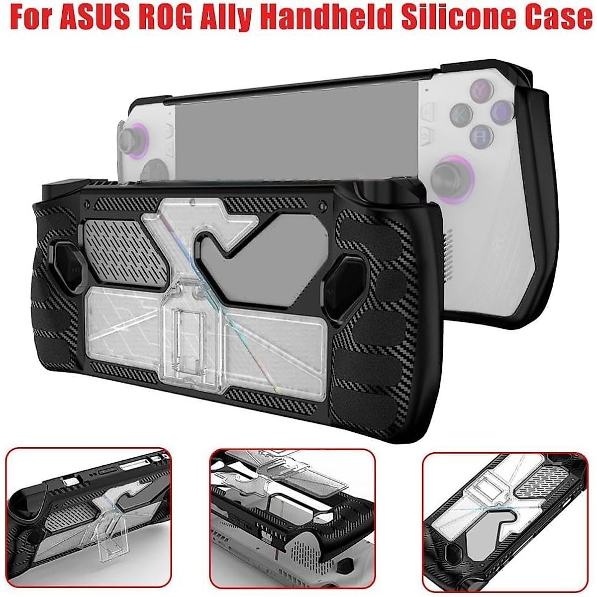 T Tersely Protective Case for ASUS ROG Ally 2023 with Built-in Kickstand,Grip Cover with Shock-Absorption and Anti-Scratch Design Cover Accessories Compatible with ROG Ally