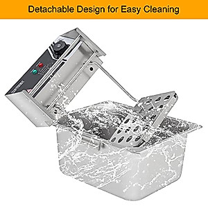 ROVSUN 11.4QT Electric Deep Fryer w/Basket & Lid, Countertop Kitchen Frying Machine, Temperature Adjustable Stainless Steel French Fryer for French Fries, Donuts, 2.5KW 60Hz 110V