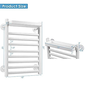 MAT EXPERT Towel Warmer Rack, Electric Towel Dryer Rack w/8 Bars, 110W Wall Mounted Towel Heater, Aluminum Alloy Restroom Rack, Cloth Towel Heating Drying Rack w/Top Tray for Home Washroom