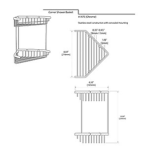 Gatco 1475 Tub and Shower Corner Caddy, Chrome