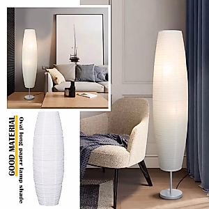 ANRONCH Rice Paper Floor Lamp Shade, Paper Floor Lampshade Light Accessories Paper Lamps Classic Modern Paper Floor Light Bulb Cage Guard for Bedroom Living Room
