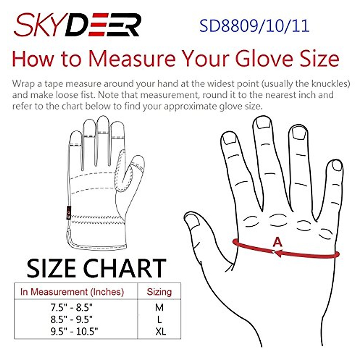 SKYDEER 3-Pairs Pack Durable Leather Work Gloves for Gardening and General Work (SD8810/L)