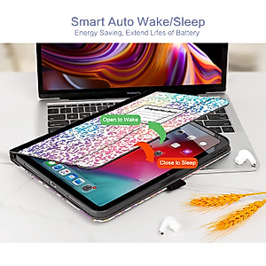 iPad 10th Generation Case 10.9 Inch Tablet, iPad Case 10th Generation, Protective Stand Cover with Pencil Holder/Hand Strap/Pocket for iPad 10th Gen Case, Auto Wake/Sleep, Pink CompositionBook