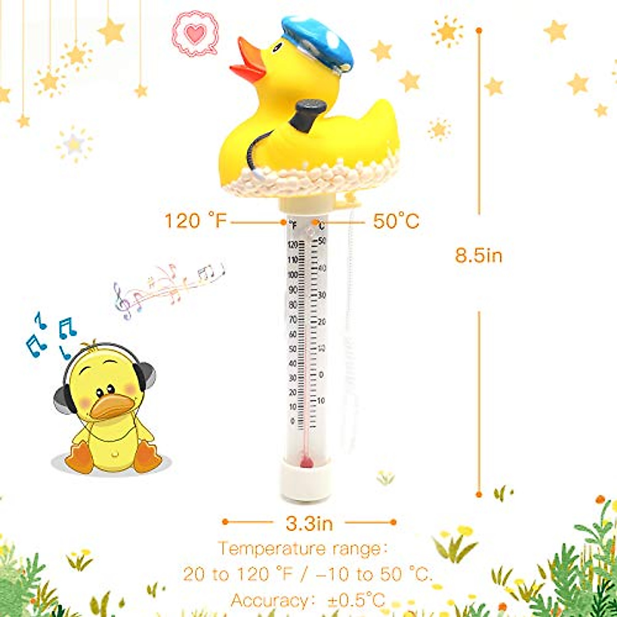 XY-WQ Floating Pool Thermometer, Large Size Easy Read for Water Temperature with String for Outdoor and Indoor Swimming Pools and Spas (Duck)