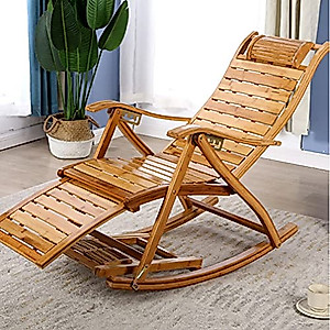 MAXCBD Desk Chair Side Chairs Portable Rocking Chair Bamboo Living Room Porch Patio Balcony Armrest Chair Seat Dining Room Chair