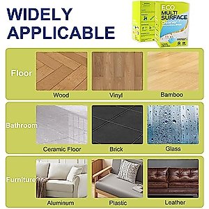 JSENA Floor Cleaner Sheets，60 Loads Multi Effect Floor Cleaning Slice, Mopping concentrated Floor Cleaning Sheets for Mopping Concentrated Multi-Surface Cleaner ,Non Stubborn Stains, Daily Cleaning，Easy Use, for RV, Space Saving, Mild Scent