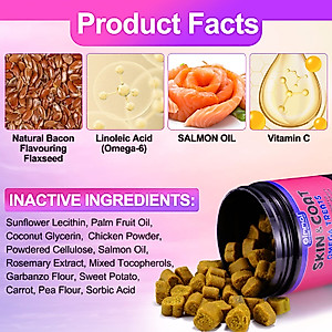 Natural Skin & Coat Chews for Dogs, Dog Vitamins and Supplements for Healthy Skin and Coat with Chicken Flavor, Itch Relief for Dogs with Allergies, Dog Vitamins and Supplements, Omega 3