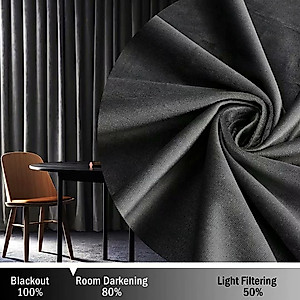 Victree Room Divider Curtain for Bedroom, Wide Velvet Curtains for Sliding Glass Door, Grommet Screens Privacy Curtain Panel for Living Room, 1 Panel, 9ft Wide x 7ft Tall, Dark Grey