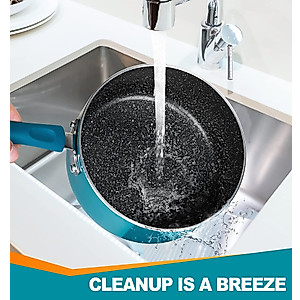 MICHELANGELO Sauce Pan Sets, 1 Qt and 2 Qt Saucepans with Lids, Enameled Sauce Pan with lid, Small Pot with Lid, Non-Stick Saucepan Set, Sauce Pot with Silicone Handle, Oven Safe, Red