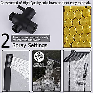 FSCEPIXI 3 Handles Tub Shower Faucet,Bathtub Shower Faucet Set with Tub Spout,Dual 2 in 1 Shower System Complete Tub and Shower Trim Kit,Matte Black