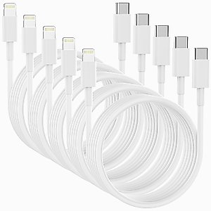 5Pack Apple MFi Certified USB C to Lightning Cable 6FT - Fast Charging for iPhone 14 to 8