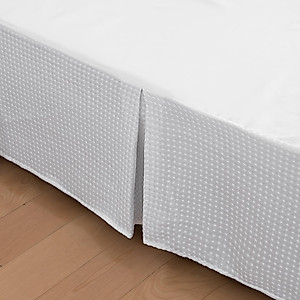 xuan dian Twin Bed Skirt - Twin Size Bed Skirt 14 Inch Drop with Split Corners, Pleated Waffle Weave Bed Skirt,Tailored Dust Easy Fit,Machine Washable (White, Twin - 14" Drop)