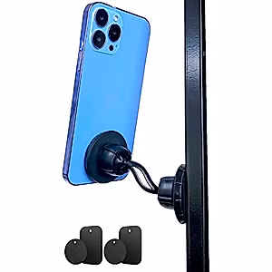 ARMOLABX Dual Magnetic Phone Holder for Gym, Gym Phone Holder for Videos, [720 Degree Rotating] Double Sided Magnet Phone Holder Attach to Any Metal Surface [4 Pack Metal Plate Included]
