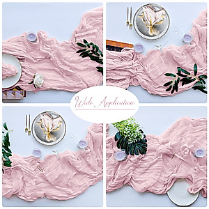 6 Pieces Blush Cheesecloth Table Runner 10 Ft Baby Pink Table Runner Gauze for Boho Rustic Wedding Arch, Baby and Bridal Shower Decorations Engagement Party Mother's Day