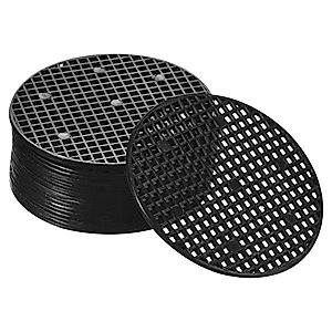 M METERXITY 20 Pack Plant Pot Hole Mesh Pads - Round Rigid Bonsai Flowerpot Drainage Grid Screen Apply to Outdoor/Garden (8.5cm/3.3 Inch, Black)