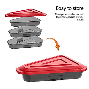 AimiDream Reusable Pizza Storage - 3 Mergable Containers, Combined PP Container to Organize & Save Space, Red & Black