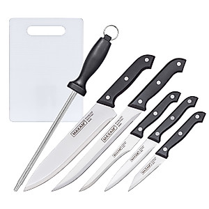 Maxam 8-piece Chef-On-The-Go Cutlery Set, Set Ideal for Many Kitchen Tasks, Includes Cutting Board