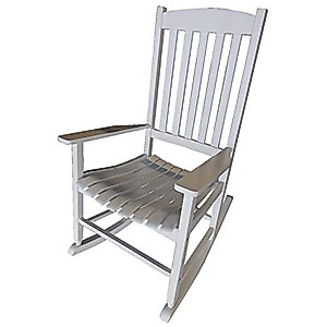 Set of 2 White Finish Farmhouse Porch Rocker Outdoor Wood Rocking Chair Patio Lawn Garden Furniture