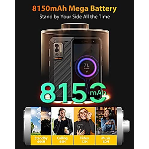 Ulefone Power Armor X11 Pro Rugged Smartphones Unlocked, IP69K Waterproof Phone, 8150mAh Battery, Android 12, 8-Core 8GB+64GB, 16MP AI Camera, 5.45'' HD+, 3-Card Slots, Dual 4G, GPS, NFC