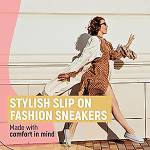 Low-Top Slip Ons Women's Fashion Sneakers Casual Canvas Sneakers for Women Comfortable Flats Breathable Padded Insole Slip on Sneakers Women Low Slip on Shoes (White, Numeric_8)