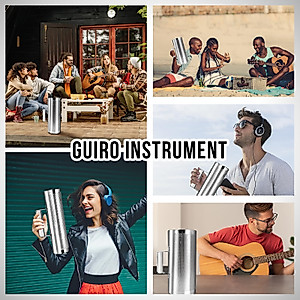 Soulmate Guiro 10"x3" Metal Guiro Instrument Stainless Steel Professional Latin Percussion Guiro Shaker Instruments Tool with Scraper for Live Performance