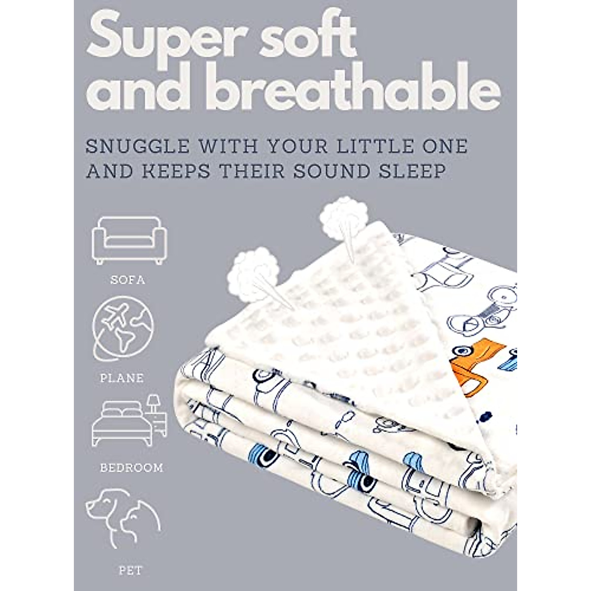 Minky Baby Blanket Plush Mink Blanket Nursery Bed Blanket with Dotted Backing for Baby Boy Baby Girl 30x40 Inches (Car)