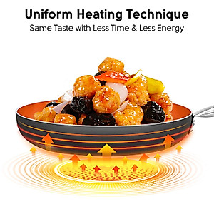 KOCH SYSTEME CS Little Skillet with Lid - 8" Copper Nonstick Frying Pan for Oven & Stove, Small Skillet with Ceramic Coating, Aluminum Nonstick Pan/Pot, 100% PFOA Free, All Stove Tops Compatible