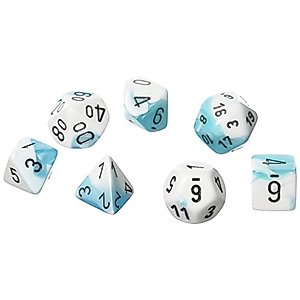 Chessex CHX26444 Dice-Gemini White-Teal/Black Set, One Size, Teal/White/Black