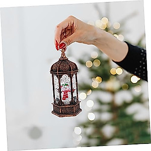 DOITOOL 1pc Hexagon Lamp Lantern Snow Globes for Christmas Snow Globes Portable Lantern Micro Landscape LED Night Light Festival Gift Christmas Ornament Small LED Ornament Shine