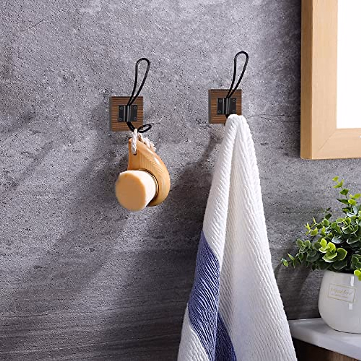 Rustic Towel Hooks for Bathroom Wall Mounted 2 Pack Farmhouse Towel Holder Wall Hooks for Hanging Coats Metal Bath Towel Hooks Vintage Robe Clothes Hanger Heavy Duty Wall Hooks