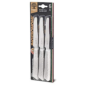 6 kitchen Knifes (Knives) - Italian Stainless Steel Vegetable/Steak/Table Knife Cutlery (Bleached Oak)