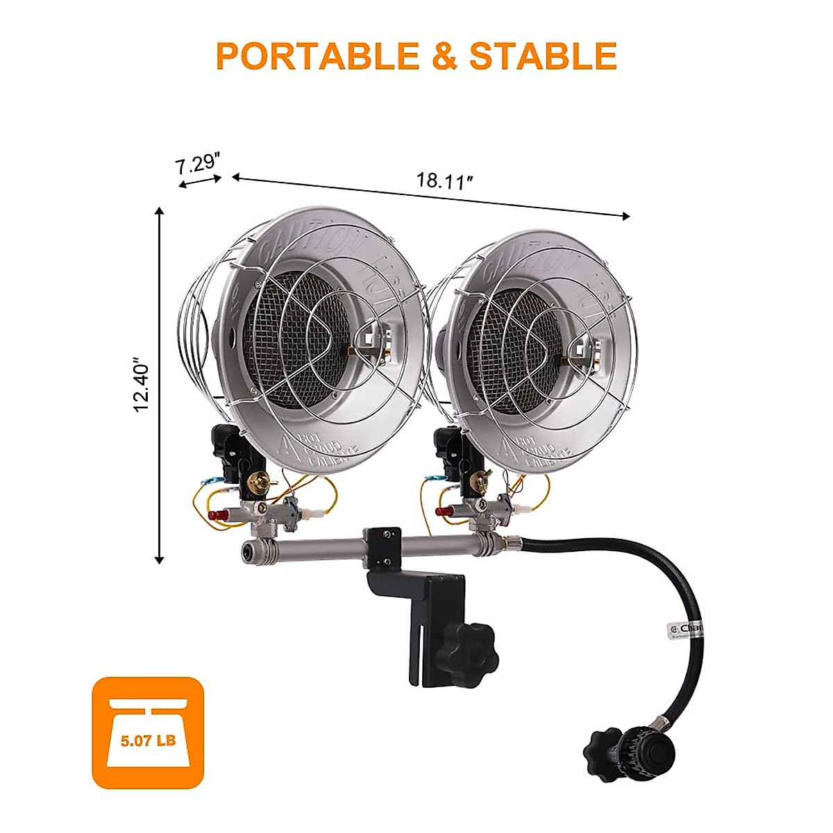 Propane Tank Top Heater, CAMPLUX Outdoor Tanktop Heater with Tip-Over Switch for Garage, Camping, Hunting, Double Burner Heavy Duty Steel 30,000 BTU