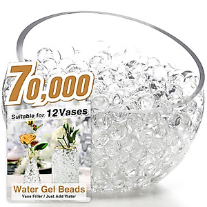 NOTCHIS 70,000 Clear Water Gel Beads for Vases, Transparent Gel Water Pearls Bead for Vase Filler, Floating Pearls, Floating Candles, Wedding Centerpiece Floral Decorations