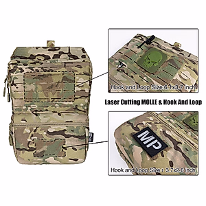 Tactical MOLLE Hydration Pack for 2L Hydration Water Bladder Hydration Bag for Tactical Backpack 500D Nylon (Multi-camo)